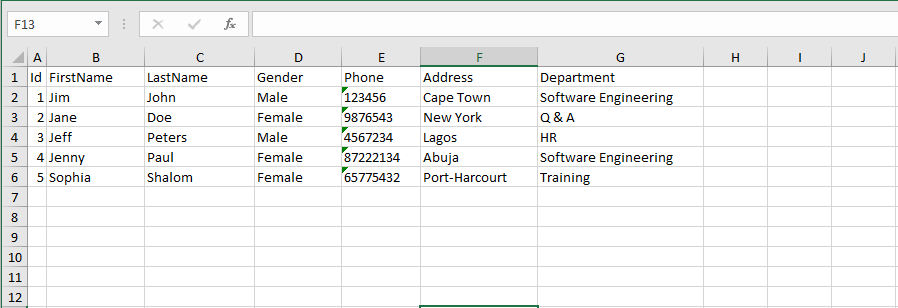 How To Generate And Download Data In Excel Format In Aspnet Core Api Using Epplus Library