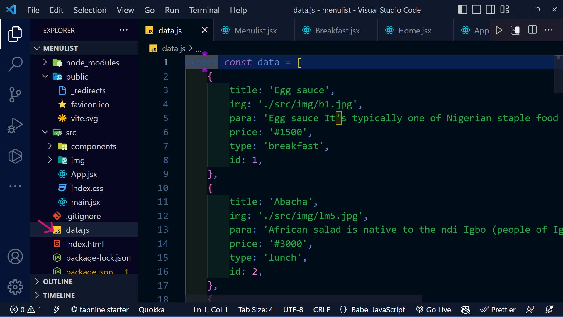 Creating a Menu using React.js - Ijeoma Igboagu | Tealfeed