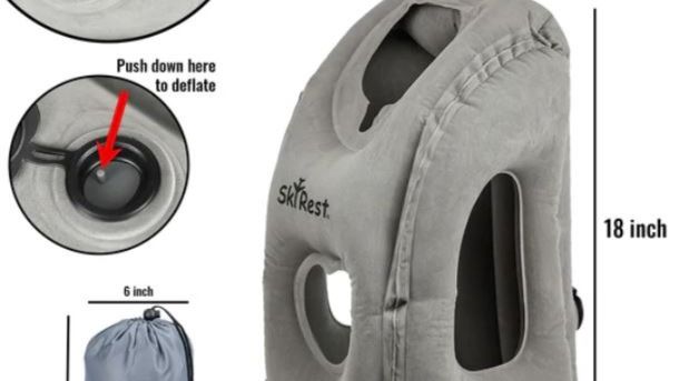 Inflatable head neck rest portable travel pillow - sky rest | Tealfeed